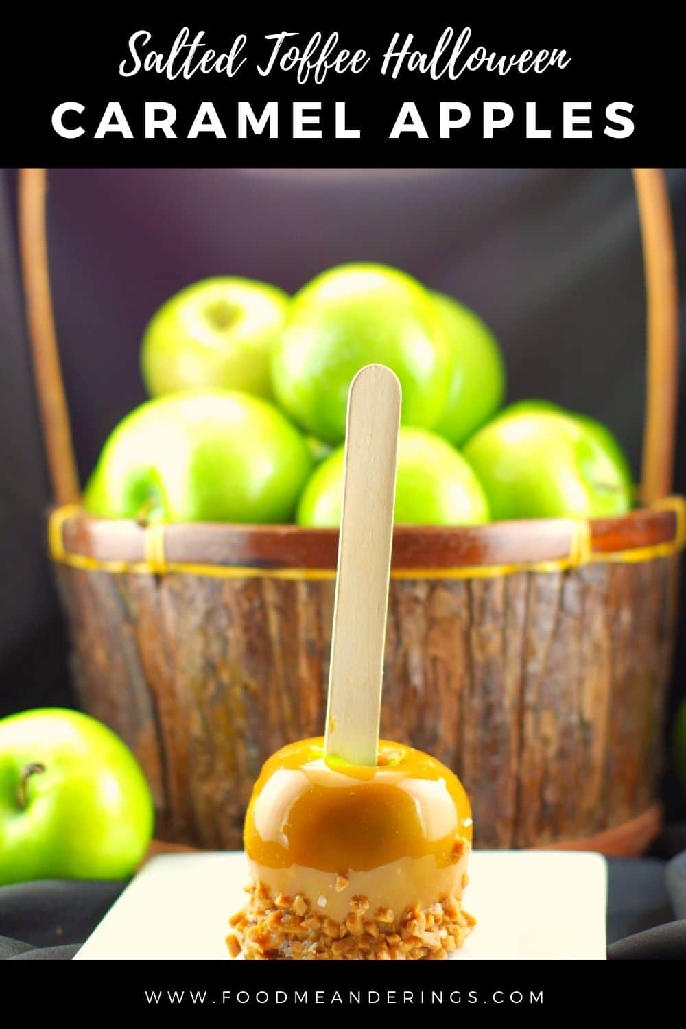 Salted Toffee Halloween Caramel Apples - Food Meanderings