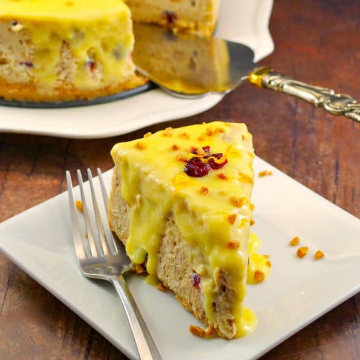 Cranberry Bread Pudding Cheesecake - Food Meanderings