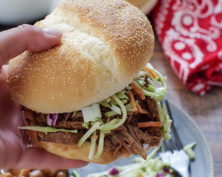 Slow Cooker beef on a bun - Food Meanderings