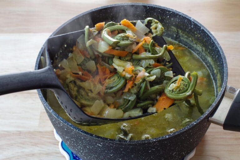 Cheesy Fiddlehead Soup - Food Meanderings