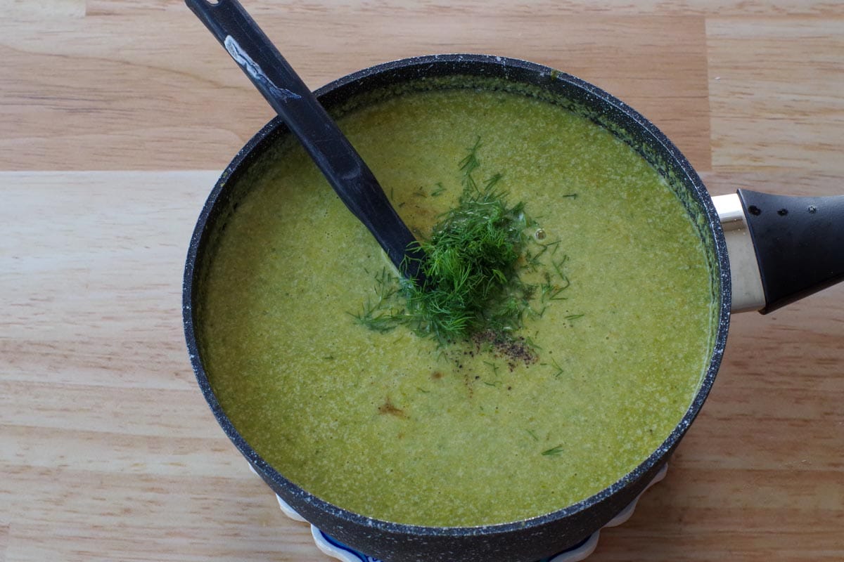 Cheesy Fiddlehead Soup - Food Meanderings