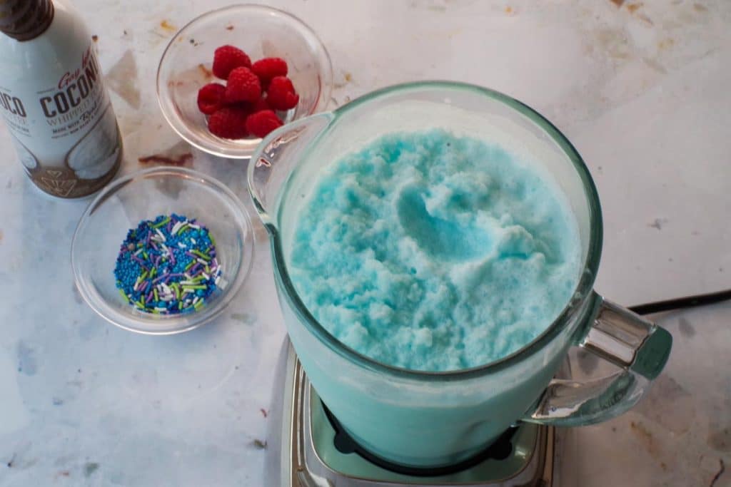 Creamy Coconut Blue Raspberry Slushie (non alcoholic) - % Food Meanderings