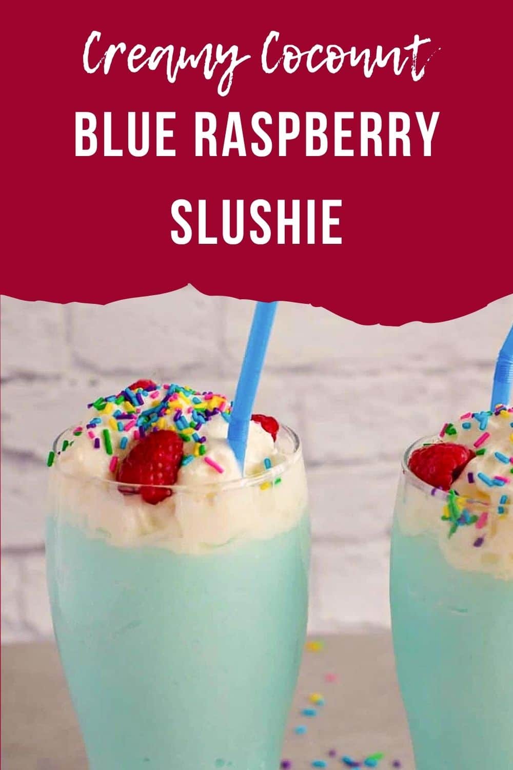 Creamy Coconut Blue Raspberry Slushie (non alcoholic) - % Food Meanderings