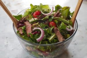 Grilled Steak Salad with Feta and Clamato dressing - Food Meanderings